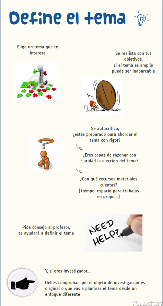 Definir el tema del trabajo o la investigación | t-Formas